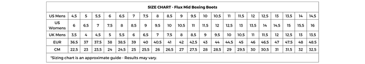 Boots Size Chart – YAMMY Boxing